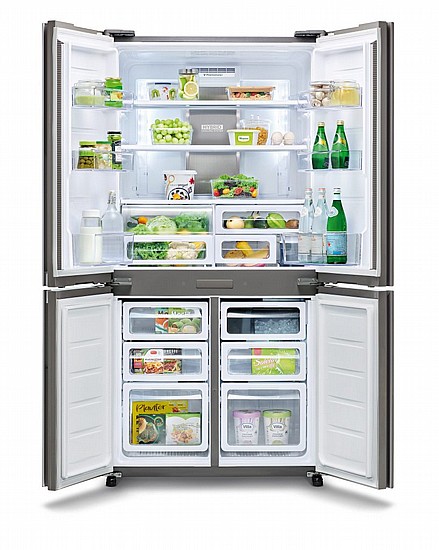 מקרר 4 דלתות 608 ליטר רוחב 89 ס''מ מבית SHARP שארפ דגם SJ-9170SL ...